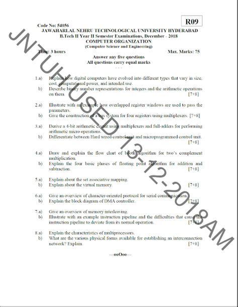 JNTUH B Tech Computer Organization December Question Paper University Question Papers
