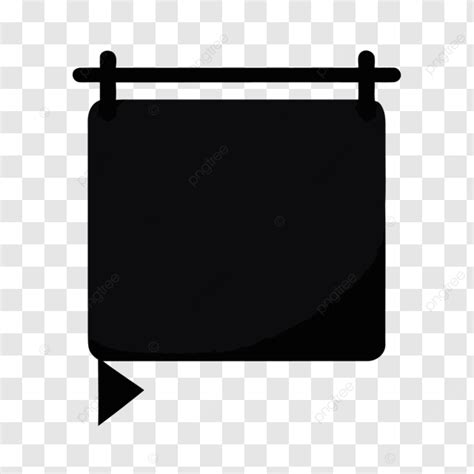 후크에 매달려 있는 연설 거품 검정 포스터 벡터 흰색 배경에 배너의 단순한 검은색 아이콘 그림자 없음 작은 프레임 중앙 Png 일러스트 및 벡터 에 대한 무료