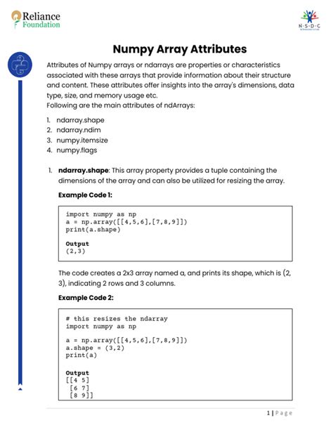 Numpy Array Attributes Pdf Computer Science Data Management