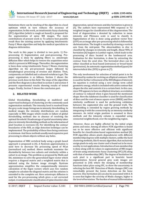 Intuitionistic Fuzzy Clustering Based Segmentation Of Spine Mr Images Pdf