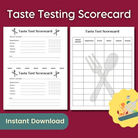 Printable Taste Testing Scorecard Etsy