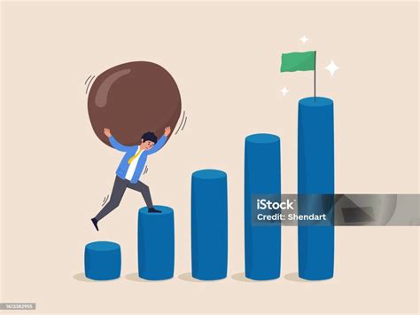 문제 개념입니다 성공을 위한 노력 어려운 일 성공을 달성하기 어려운 어려움 도전을 극복하고 짐을 넘거나 무거운 바위를 극복하고