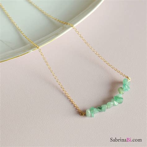 Jade Chips Insert Necklace Sabrinabi Stones Sabrinabi