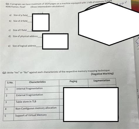 Solved Q1a Program Can Have Maximum Of 1024 Pages On A