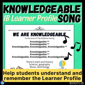 Knowledgeable Song Fun Catchy Way To Learn Remember IB PYP Learner Profile
