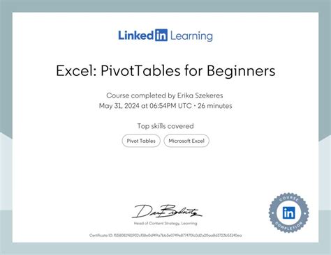 Erika Szekeres On Linkedin Certificate Of Completion
