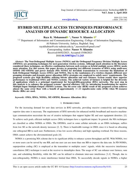 Pdf Hybrid Multiple Access Techniques Performance Analysis Of Dynamic Resource Allocation