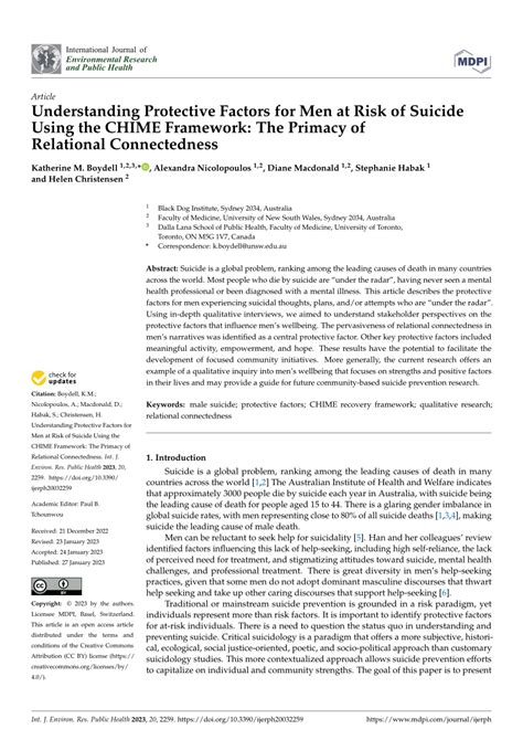 Pdf Understanding Protective Factors For Men At Risk Of Suicide Using