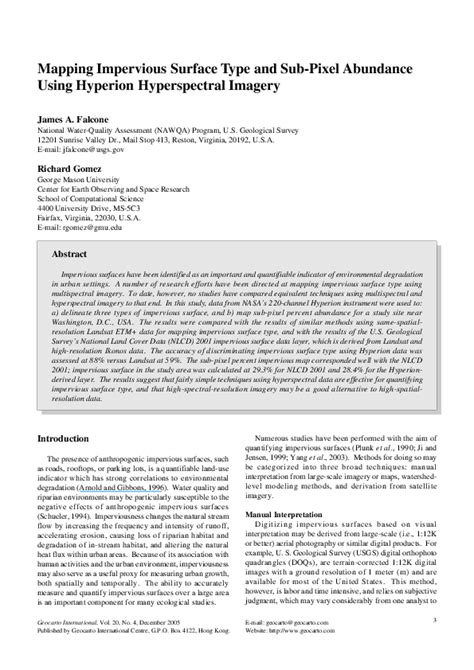 Pdf Mapping Impervious Surface Type And Sub‐pixel Abundance Using Hyperion Hyperspectral Imagery