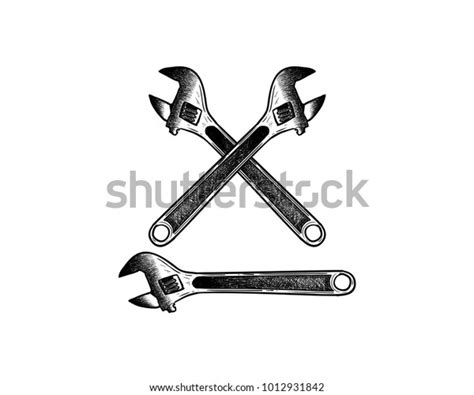 Wrench Cross Illustration Hand Drawing Symbol Stock Vector Royalty