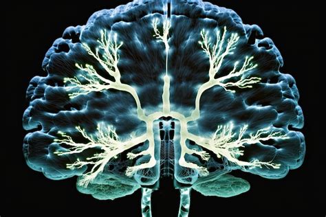 Generative Ai Illustration 뇌의 컴퓨터 단층 촬영 Mri 시각화 및 전기 프리미엄 사진