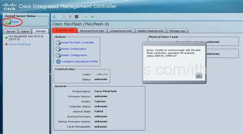 Error Unable To Communicate With Flexible Flash Controller Operation FfCardsGet Status ERROR
