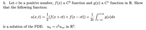 Let C ﻿be A Positive Number Fx ﻿a C2 ﻿function And