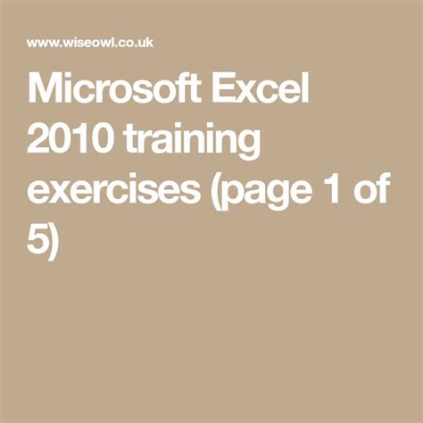 microsoft excel 2010 training exercises page 1 of 5 with the text