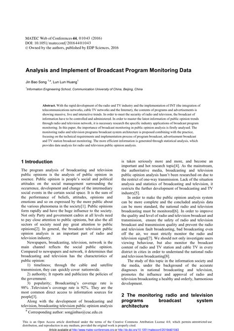 Pdf Analysis And Implement Of Broadcast Program Monitoring Data