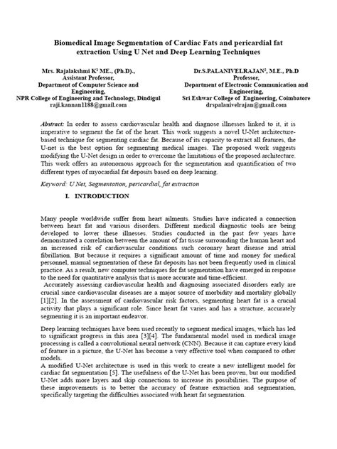 Biomedical Image Segmentation Of Cardiac Fats And Pericardial Fat