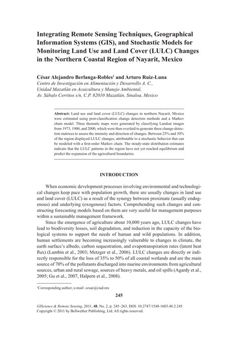 Pdf Integrating Remote Sensing Techniques Geographical Information