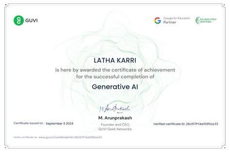 🚀 Exciting News 🚀 Ive Just Completed The Generative Ai Course By Guvi Geek Networks Iitm