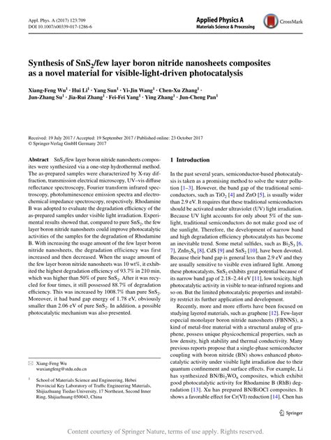 Synthesis Of SnS Few Layer Boron Nitride Nanosheets Composites As A Novel Material For Visible