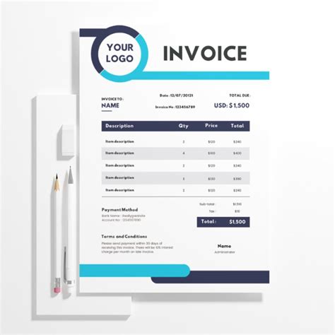 Invoice Template Bold Etsy