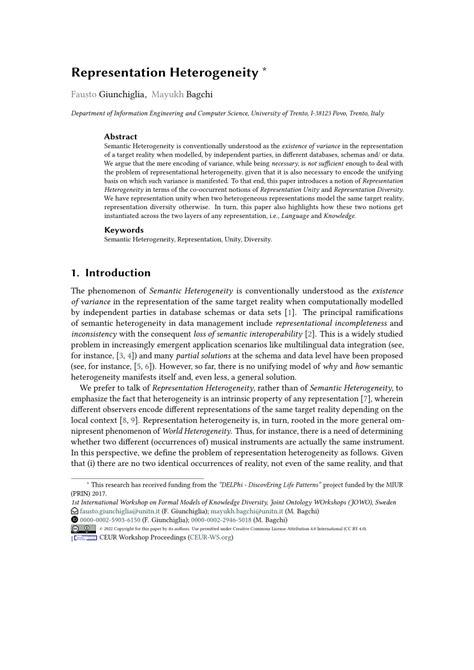 Pdf Representation Heterogeneity