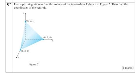 Solved Use Triple Integration To Find The Volume Of The