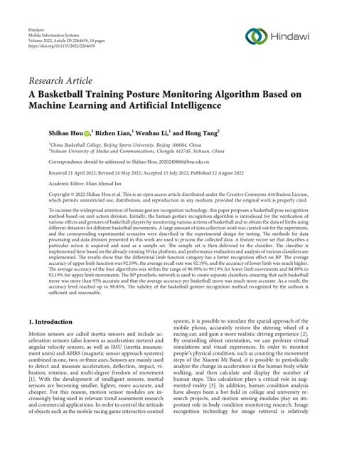 Pdf A Basketball Training Posture Monitoring Algorithm Based On
