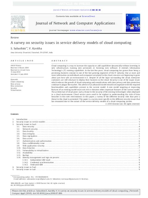 Pdf A Survey On Security Issues In Service Delivery Models Of Cloud