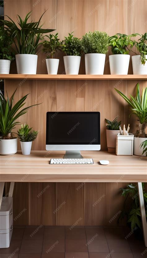 Free Ai Image Workspace With Mockup Blank Screen Laptop Computer