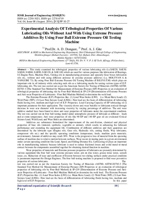 Pdf Experimental Analysis Of Tribological Properties Of Various Lubricating Oils Without And