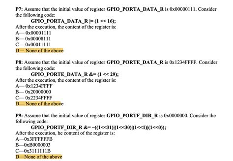 Solved Explain The Operation Which Line Of C Code Is A Chegg