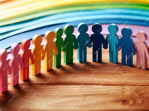 Premium Photo Group Of Colorful People Figures On A Wooden Table Over