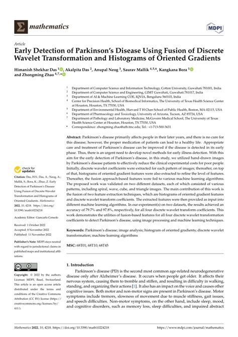Pdf Early Detection Of Parkinsons Disease Using Fusion Of Discrete