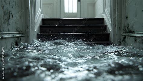 D Animation Of An Interior Scene With Water Rising From The Floor Depicting A Dramatic