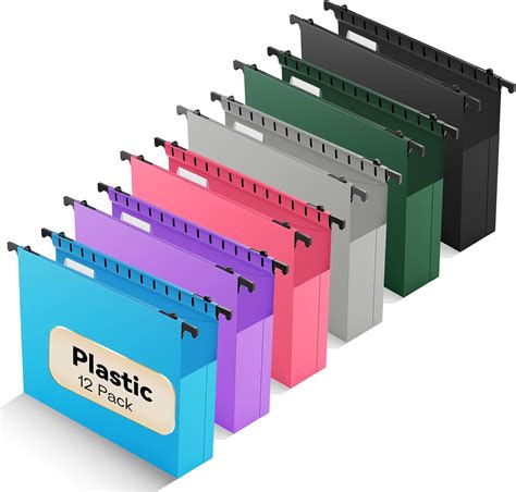 Plastic Extra Capacity Hanging File Folder 12 Pack Expanding Hanging File Folders Letter Size