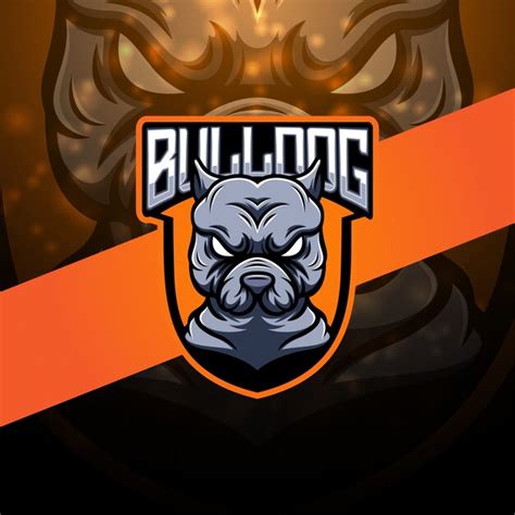 불독 Esport 마스코트 로고 프리미엄 벡터