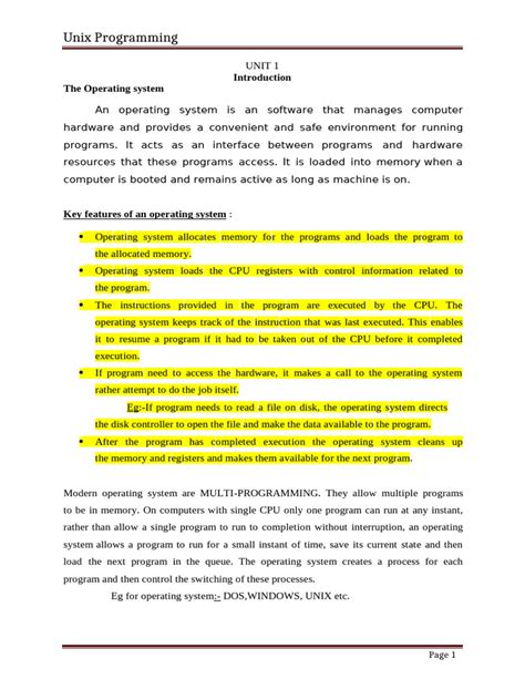 Unix Module 1 1 Pdf Operating System Shell Computing