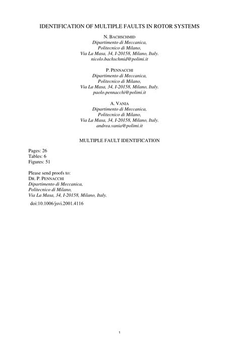 pdf identification of multiple faults in rotor systems