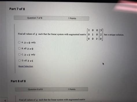 Solved Part 7 Of 8 Question 7 Of 8 1 Points 1 0 0 3 Find All