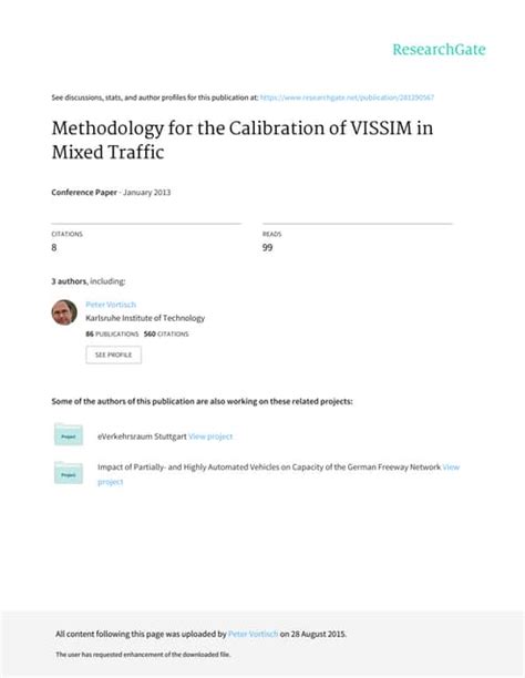 2013 Methodology For The Calibration Of Vissim In Mixed Traffic Pdf