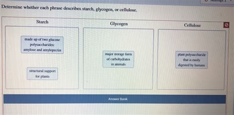 solved determine whether cach phrase describes starch