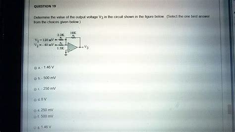 SOLVED Determine The Value Of The Output Voltage V In The Circuit Shown In The Figure Below