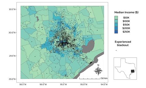 Geospatial Extent Of Power Outages In Houston Texas Caused By Winter