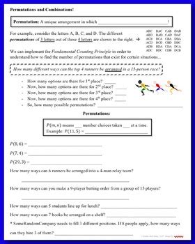 Permutations And Combinations Notes Guided Notes And Homework TpT