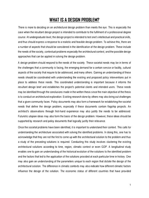 Identifying A Design Problem Design Thesis