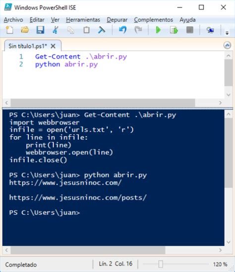 Abrir páginas web en Python leyendo desde un fichero Operating systems scripting PowerShell