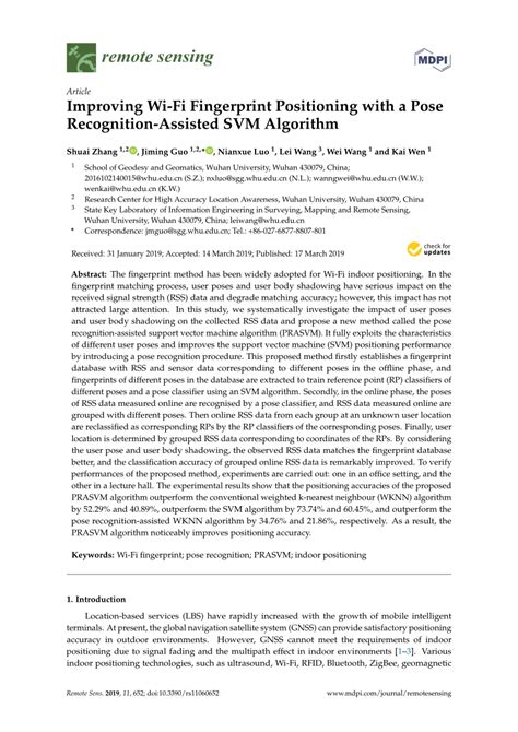 pdf improving wi fi fingerprint positioning with a pose recognition
