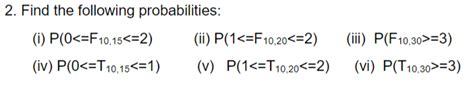 Solved Find The Following Probabilities I Chegg