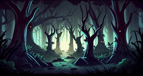 Premium Photo Dark Deep Forest 2d Background Environment For A Mobile