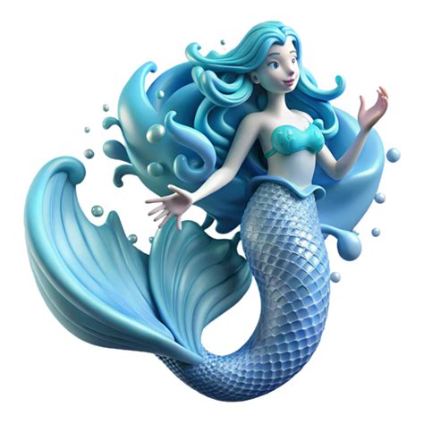 Ocean Mermaid 3d Render Of Aquatic Fantasy 56092383 Png